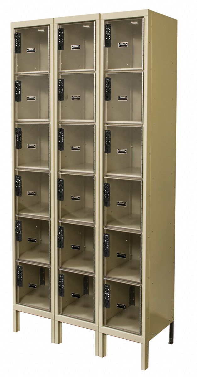 HALLOWELL Box Locker: 36 in x 18 in x 78 in, 6 Tiers, 3 Units Wide ...