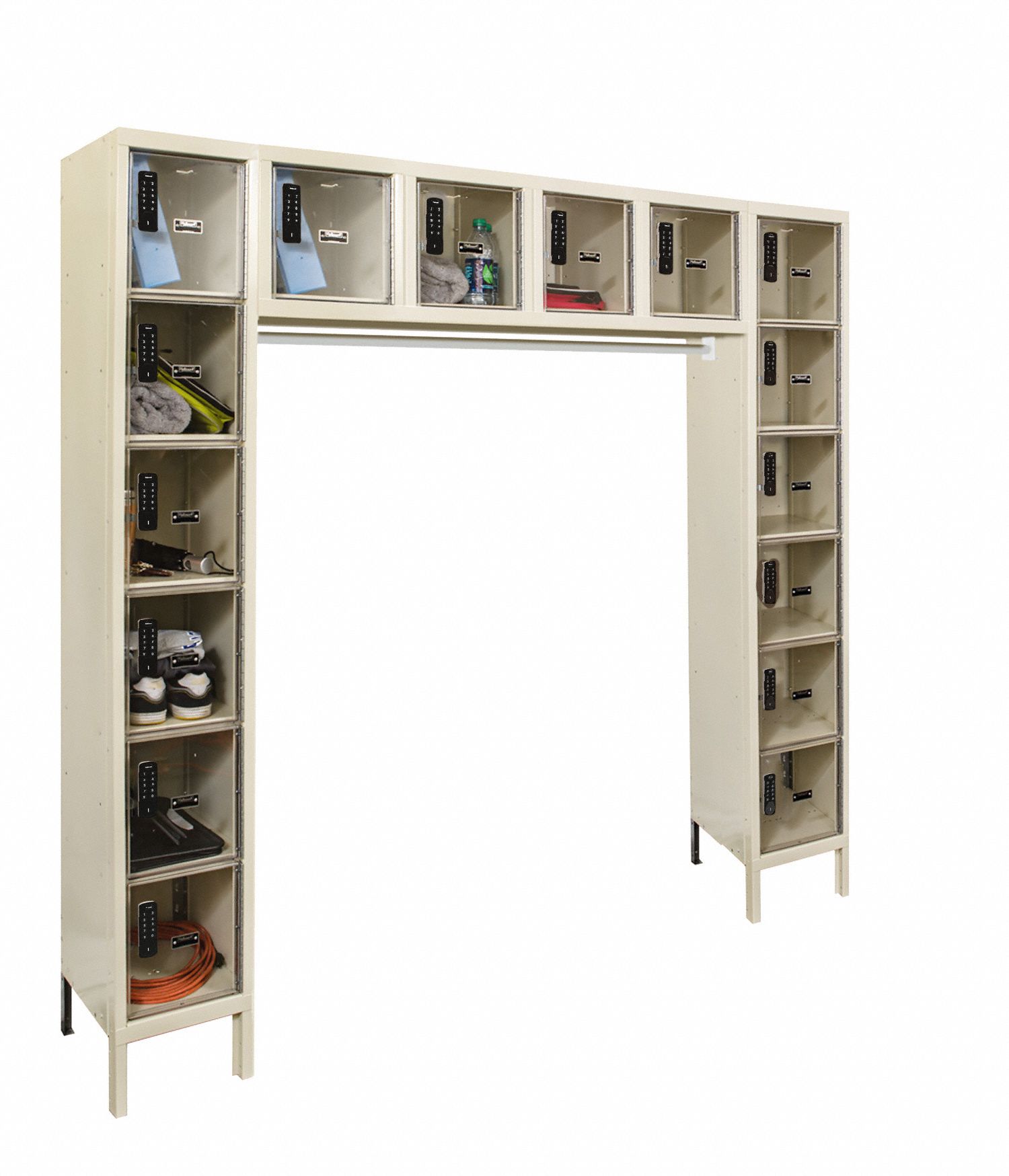 HALLOWELL Box Locker Unit with Coat Rod: 72 in x 18 in x 78 in, 6 Tiers ...