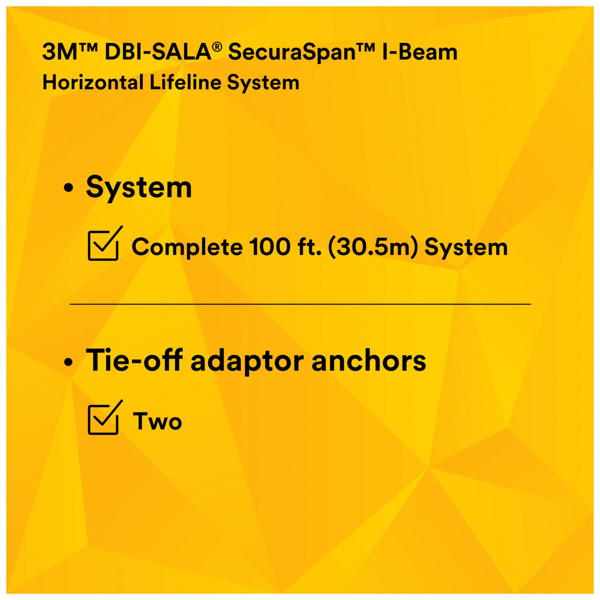 3M DBI-SALA Horizontal Lifeline System: 100 ft Lifeline Lg, Reusable ...