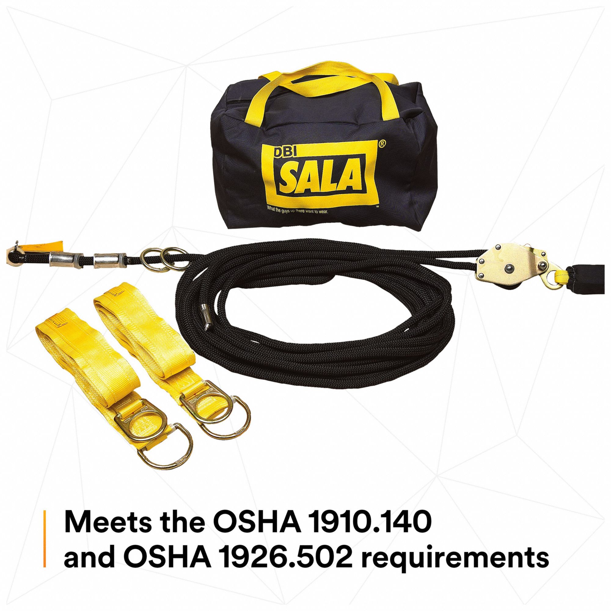 3M DBI-SALA Horizontal Lifeline System: 100 ft Lifeline Lg, Reusable ...