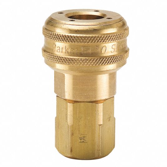 PARKER Quick Connect Hose Coupling, Industrial, Brass, Socket - 30N214 ...