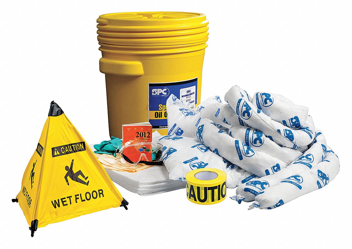 BRADY SPC ABSORBENTS, 15 gal Volume Absorbed Per Kit, (1) Pr Goggles/(1 ...