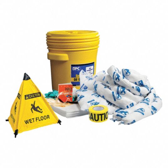 BRADY SPC ABSORBENTS, 15 gal Volume Absorbed Per Kit, (1) Pr Goggles/(1) Pr Nitrile Gloves ...
