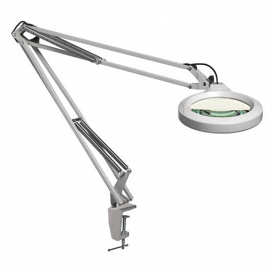 Round Magnifier Light, LED, 30 in Arm Length, 1.75x, 500 Lumens, Gray ...