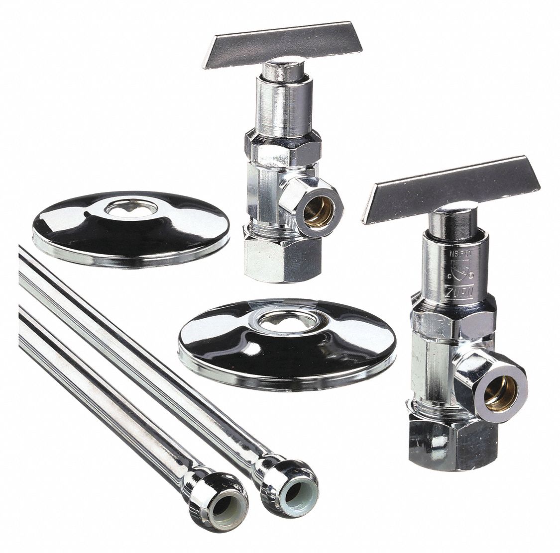 ZURN, 1/2 in Compression, 3/8 in Compression, Water Supply Stop ...