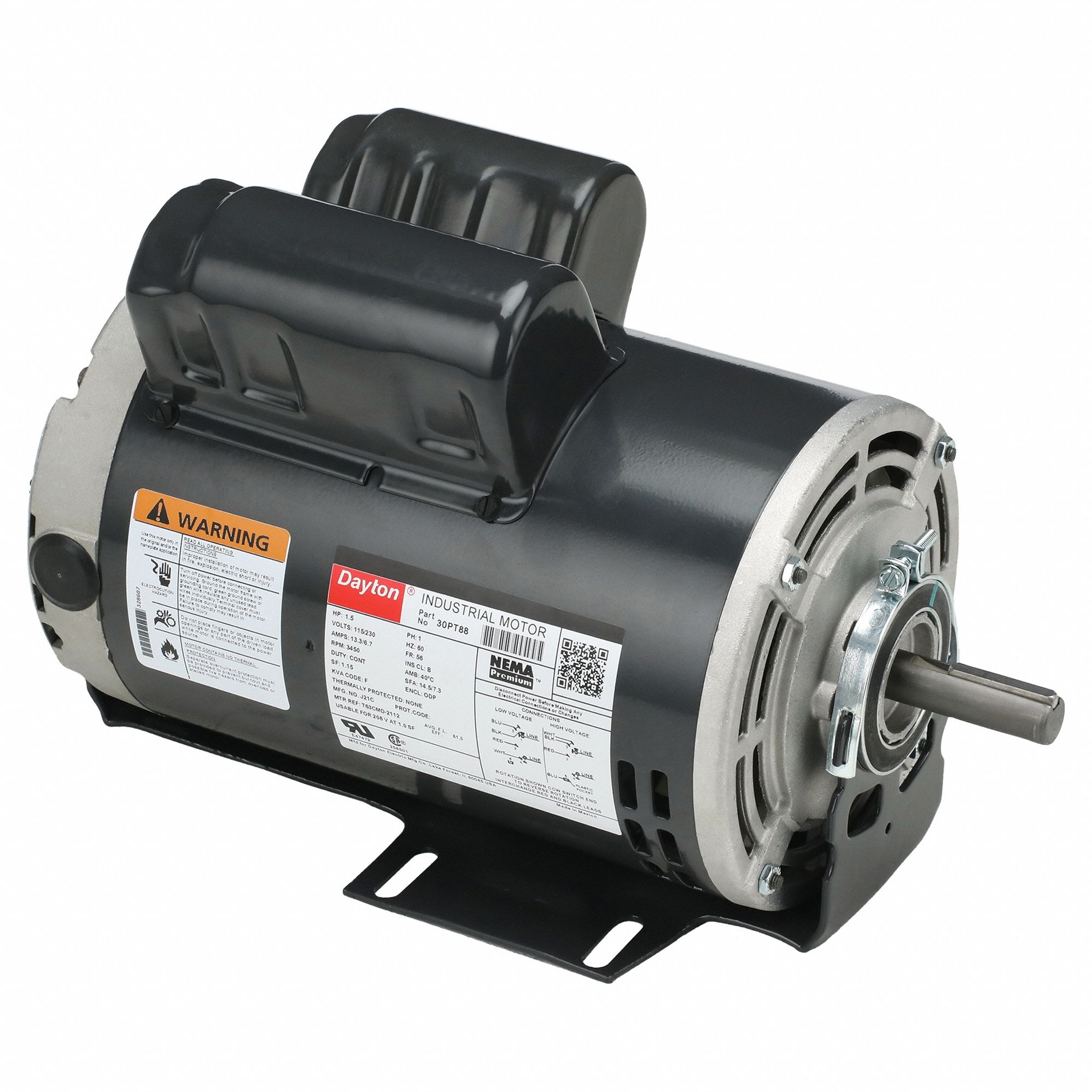 DAYTON, Single Phase, 1 1/2 hp, General Purpose Motor - 30PT88|30PT88 ...