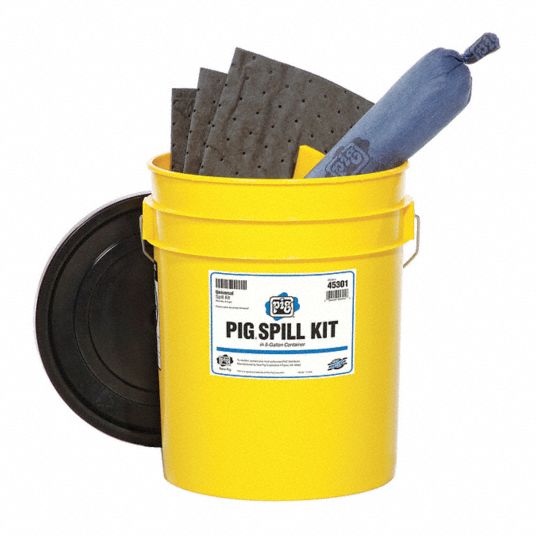 PIG, 4 gal Volume Absorbed Per Kit, 5 gal Bucket, Spill Kit - 30PW14 ...