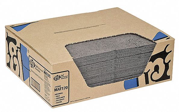 NEW PIG ABSORBENT MAT PAD, 28 OZ ABSORBED PER PAD, 11 GAL, DISPENSER ...