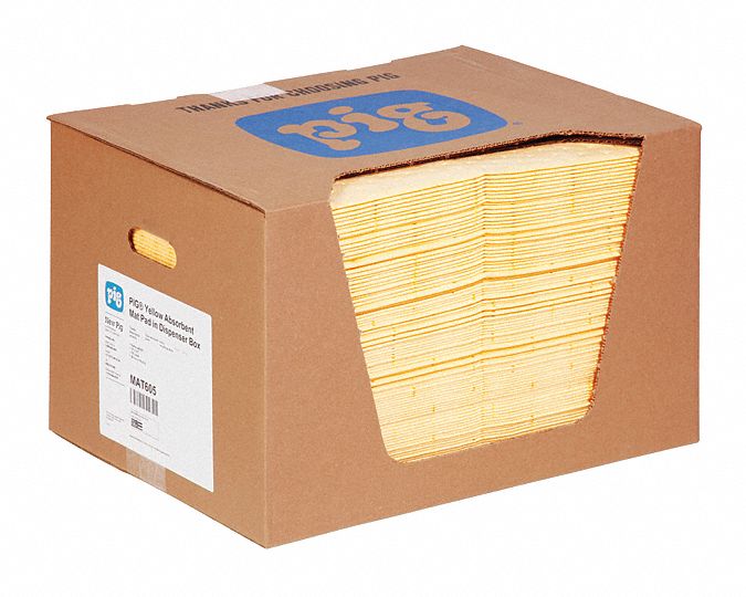 PIG, 28 oz Volume Absorbed Per Pad, 22 gal (100 Pads), Absorbent Mat ...