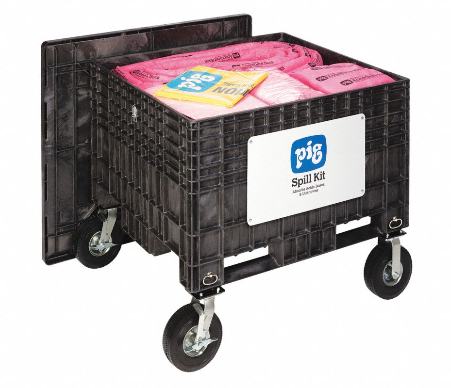 PIG Kit para Control de Derrames Absorbe Ácidos, Bases Contenedor Móvil ...
