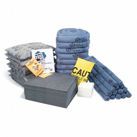 PIG, 60 gal Volume Absorbed Per Kit, Box, Spill Kit Refill - 30RD76 ...