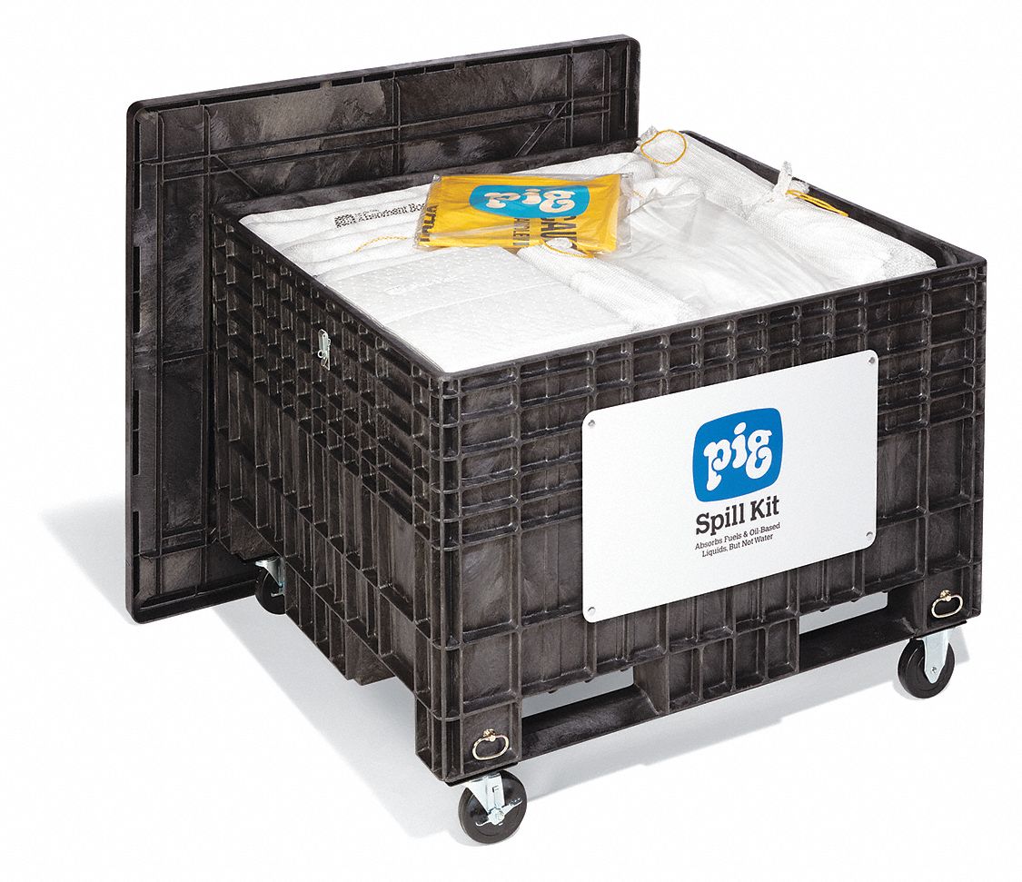 PIG, 127 gal Volume Absorbed Per Kit, Black, Spill Kit - 30RD93|KIT404 ...