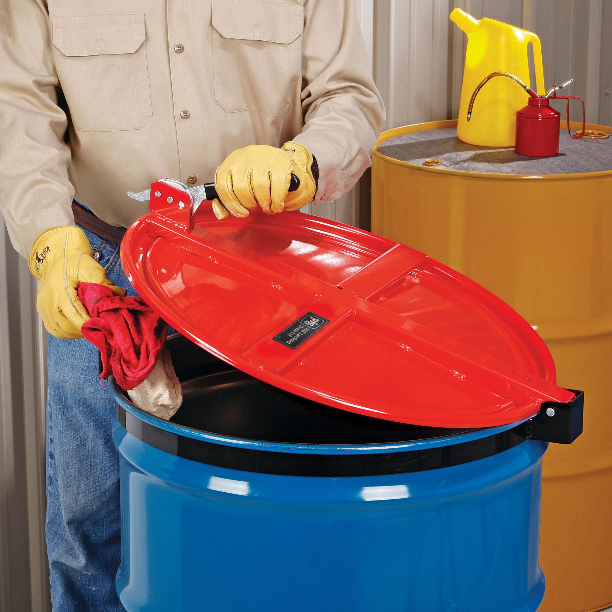 PIG Drum Lid: 23 1/2 in Outside Dia, For Open Head Steel Drums Drum ...