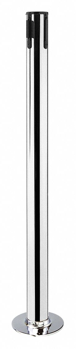 TENSABARRIER, 36 1/2 in Post Ht, Stainless Steel, Single Belt Receiver ...