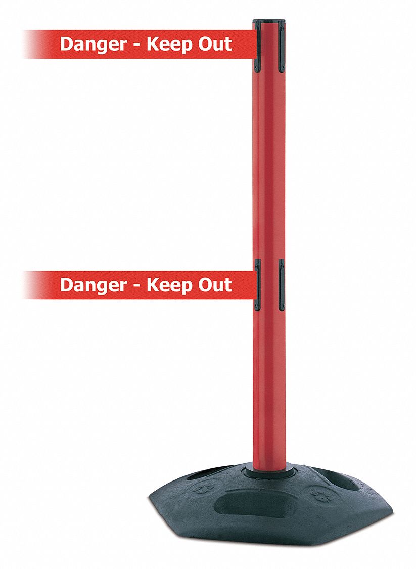 TENSABARRIER, Red, Danger Keep Out, Barrier Post with Belt - 30RG24 ...