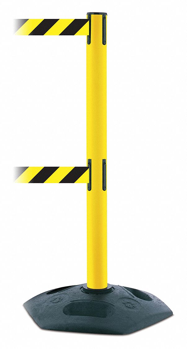 TENSABARRIER, Black/Yellow, Chevron, Barrier Post with Belt - 30RG32 ...