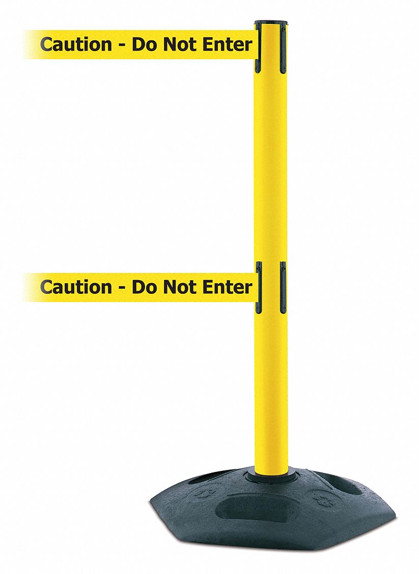 TENSABARRIER, Yellow, Caution Do Not Enter, Barrier Post with Belt ...