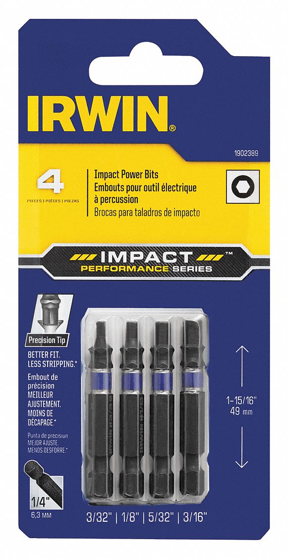 IRWIN, Power Bit Set, 4 No. of Pieces, Power Bit Set - 30TF78|1902389 ...