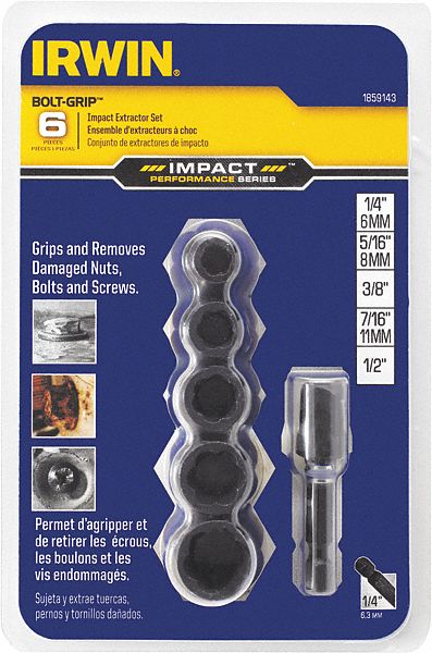 IRWIN, 3/8 in Drive Size, 6 Pieces, Screw Extractor Set - 30TK33 ...