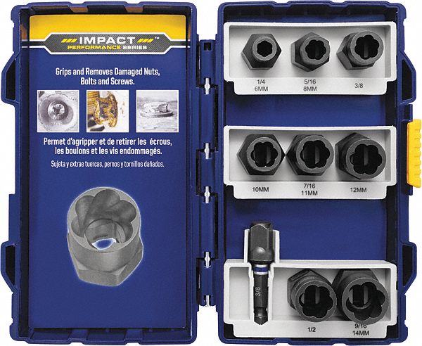 IRWIN, 3/8 in Drive Size, 8 Pieces, Screw Extractor Set - 30TK38 ...
