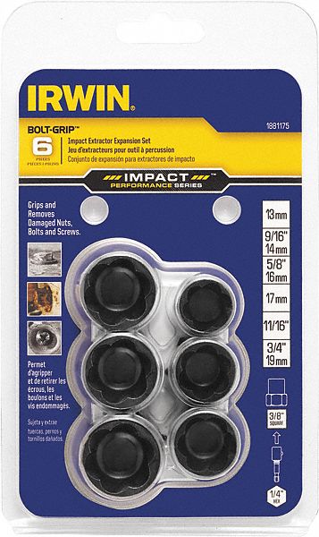 IRWIN, 3/8 in Drive Size, 6 Pieces, Screw Extractor Set - 30TK45 ...