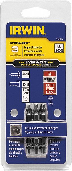IRWIN, 3 Pc, Double End Extractor Bit, Screw Extractor Set - 30TK53 ...