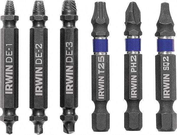 IRWIN, 6 Pc, Double End Extractor Bit, Screw Extractor Set - 30TK54 ...