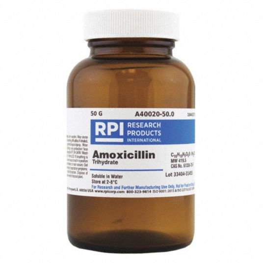RPI Amoxicillin,Trihydrate: 50 g Container Size, Powder - 30TX14|A40020 ...