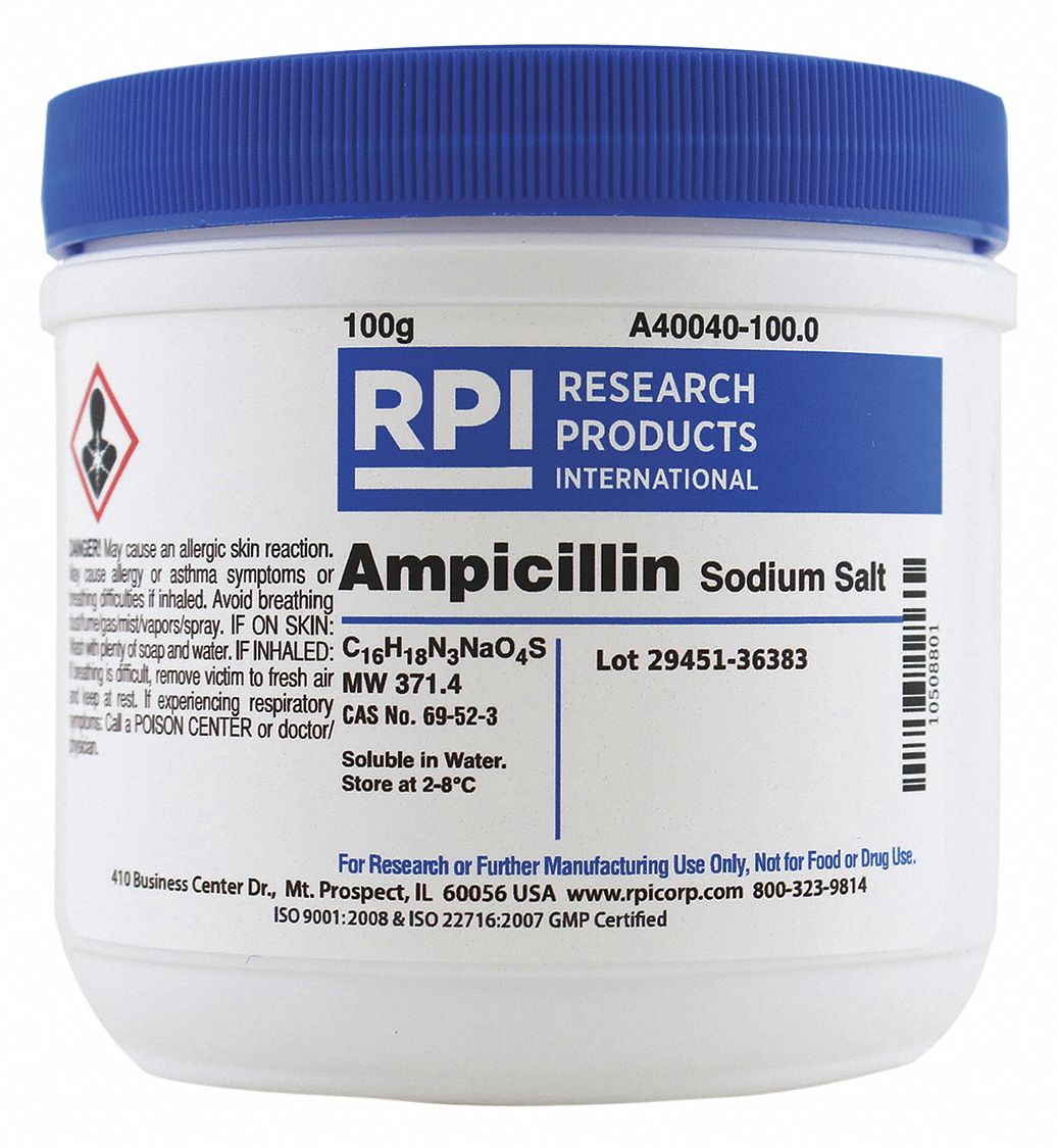 RPI Ampicillin,Sodium Salt: 100 g Container Size, Powder - 30TX21 ...