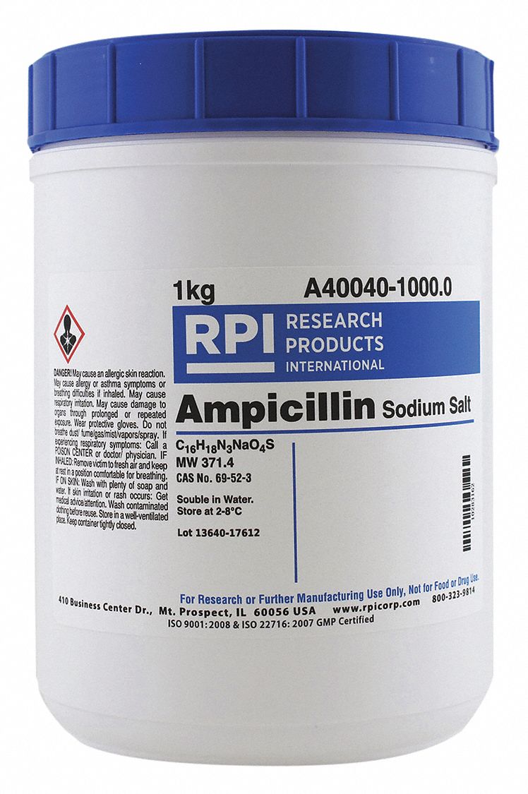 RPI Ampicillin,Sodium Salt, 1kg Powder - 30TX22|A40040-1000.0 - Grainger