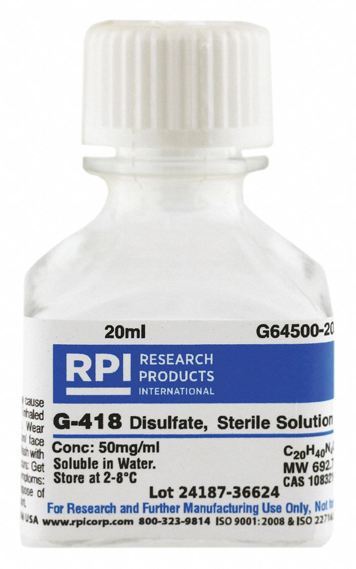 RPI G-418 Disulfate, Solution: 20 mL Container Size, Liquid - 30TY29 ...