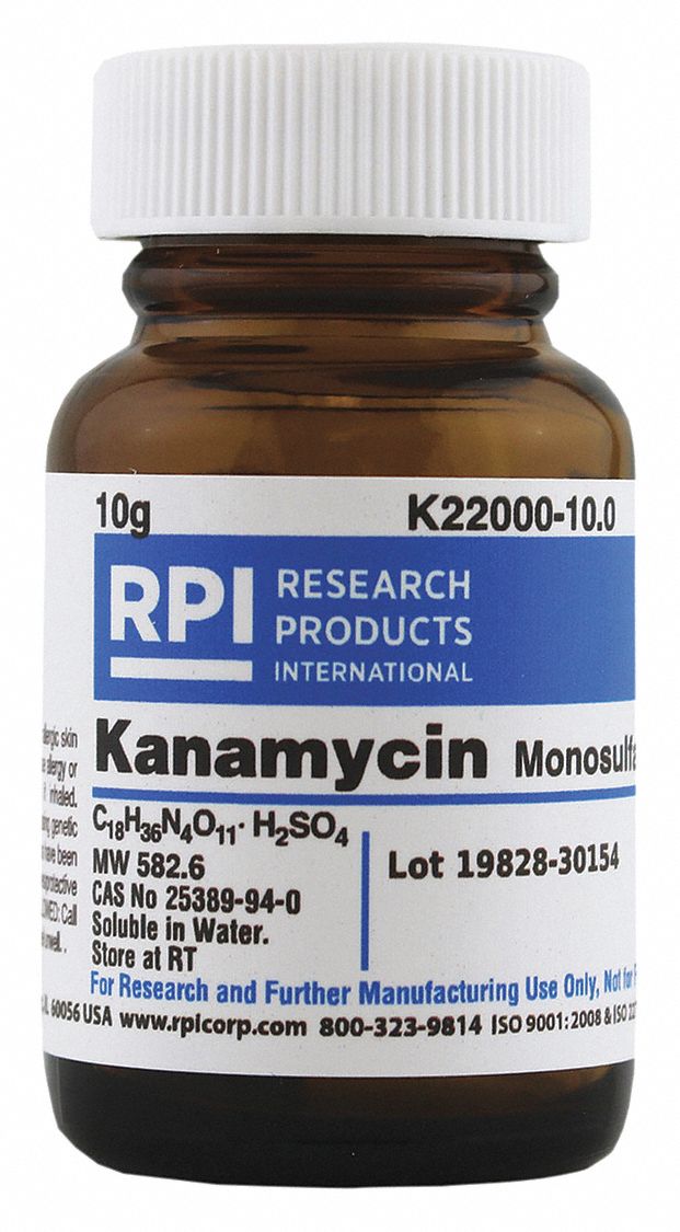RPI Kanamycin Monosulfate (Kanamycin A): 10 g Container Size, Powder ...