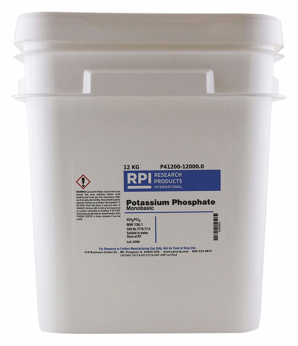 RPI Potassium Phosphate Monobasic: P41200, 7778-77-0, 136.1, KH2PO4, 12 ...