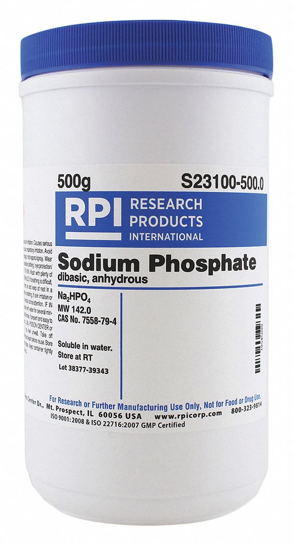 RPI Sodium Phosphate Dibasic Anhydrous: S23100, 7558-79-4, 142, Na2HPO4 ...