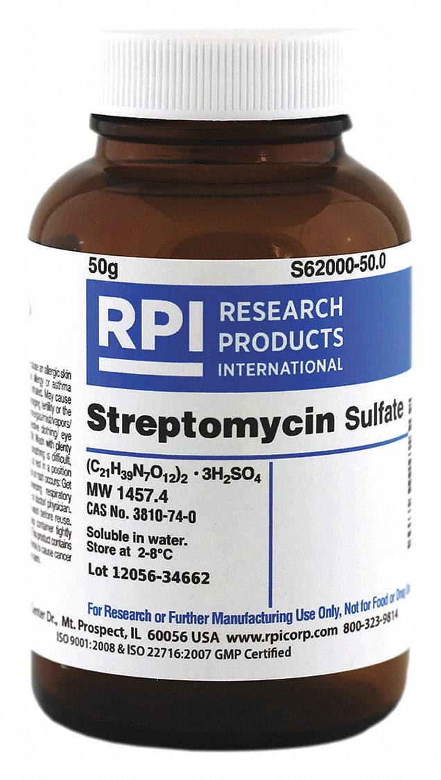 RPI Streptomycin Sulfate: 50 g Container Size, Powder - 30UA72|S62000 ...