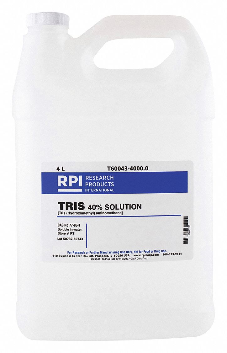 RPI TRIS Base 40 Percent Solution: T60043, 77-86-1, 4 L Chemical ...