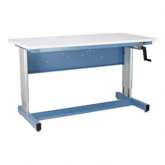 IAC INDUSTRIES Hand Crank Workbench, Laminate, 30 in Depth, 30 in to 42 ...