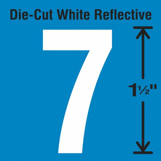 1 1/2 in Character Ht, Indoor/Outdoor, Reflective Number Label - 30WY50 ...