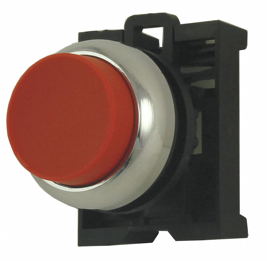 EATON, Red, 22 mm Mounting Size, Extended Push Button - 30XE04|M22M-DRH ...