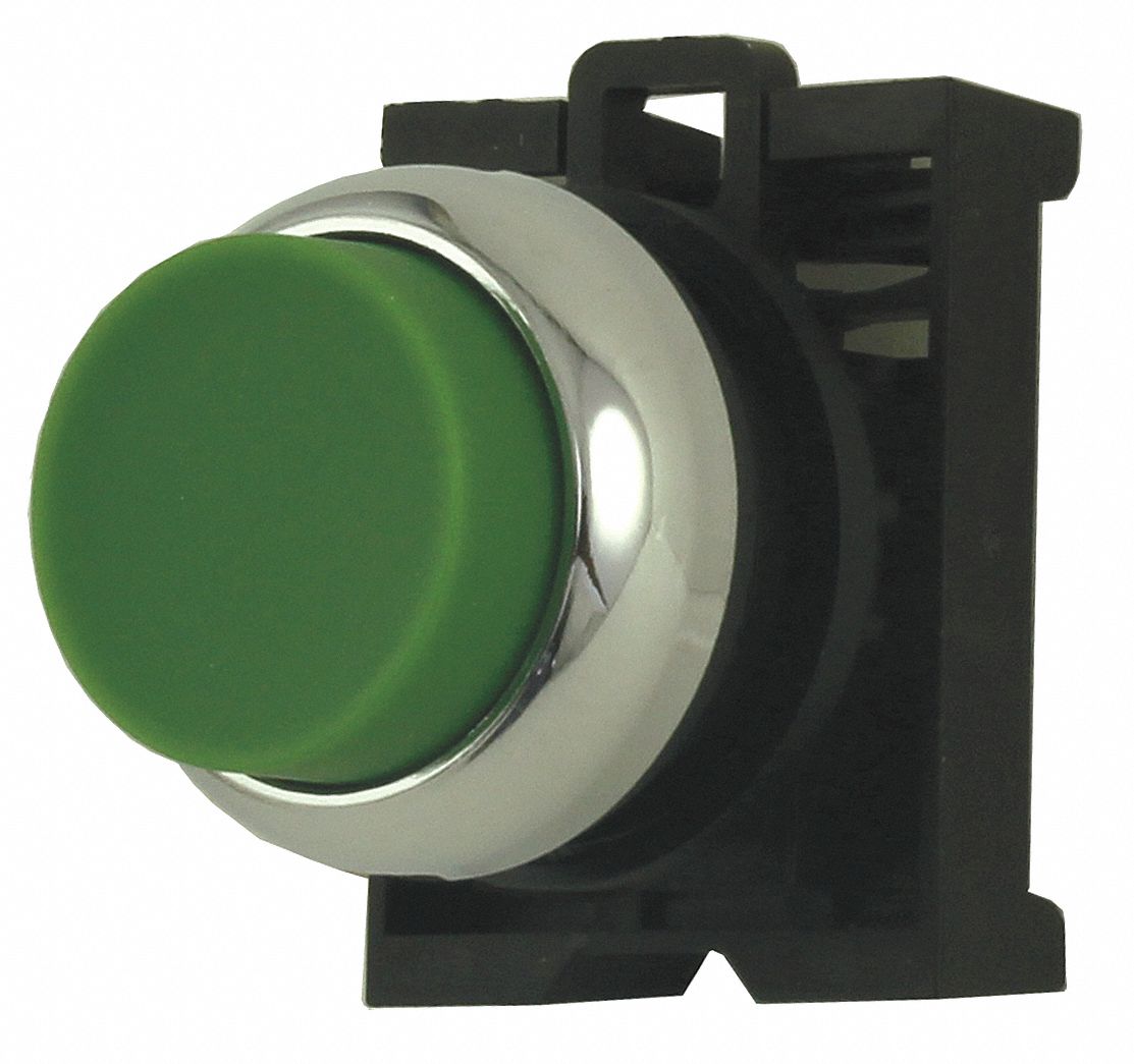 EATON, Green, 22 mm Mounting Size, Extended Push Button - 30XE05|M22M ...