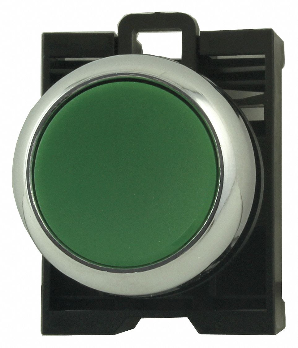 EATON, Green, 22 mm Mounting Size, Flush Push Button - 30XE23|M22M-DR-G ...