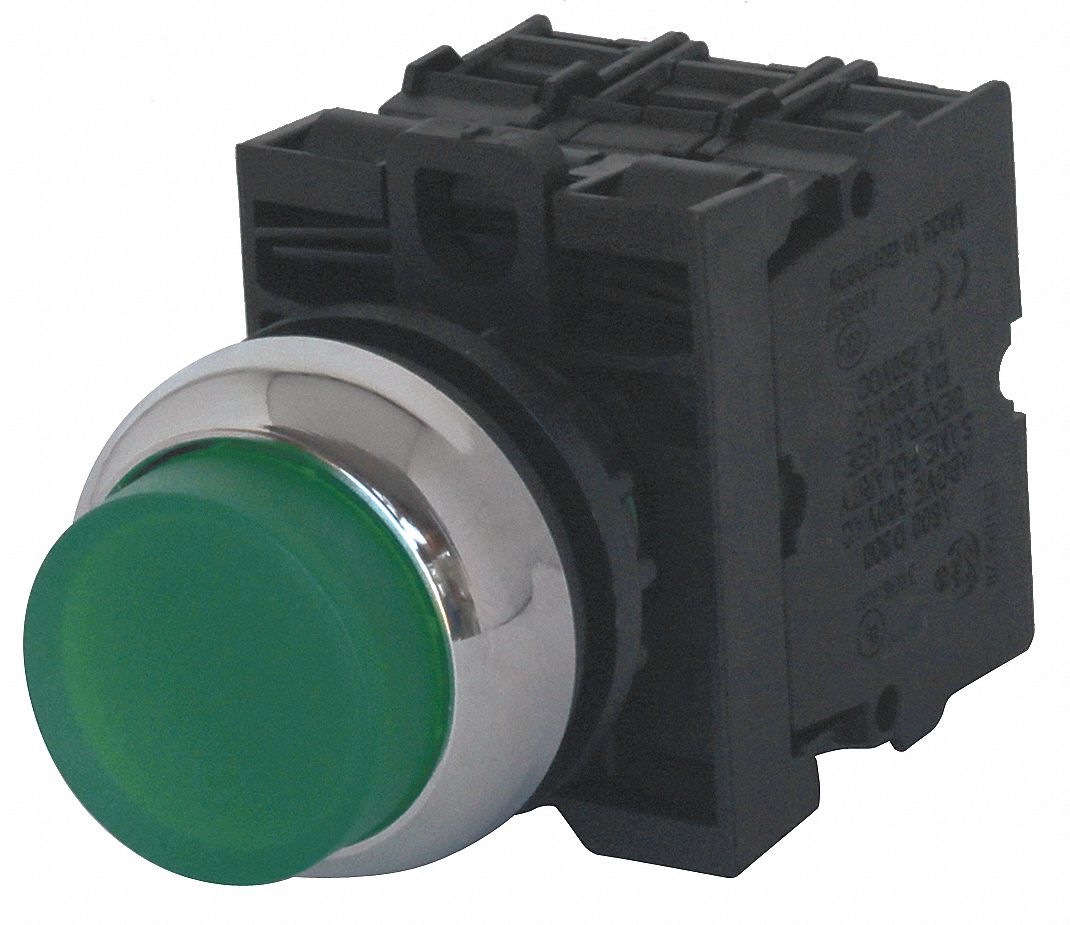 EATON Illuminated Push Button, 22 mm, Momentary, Extended Button, Metal ...
