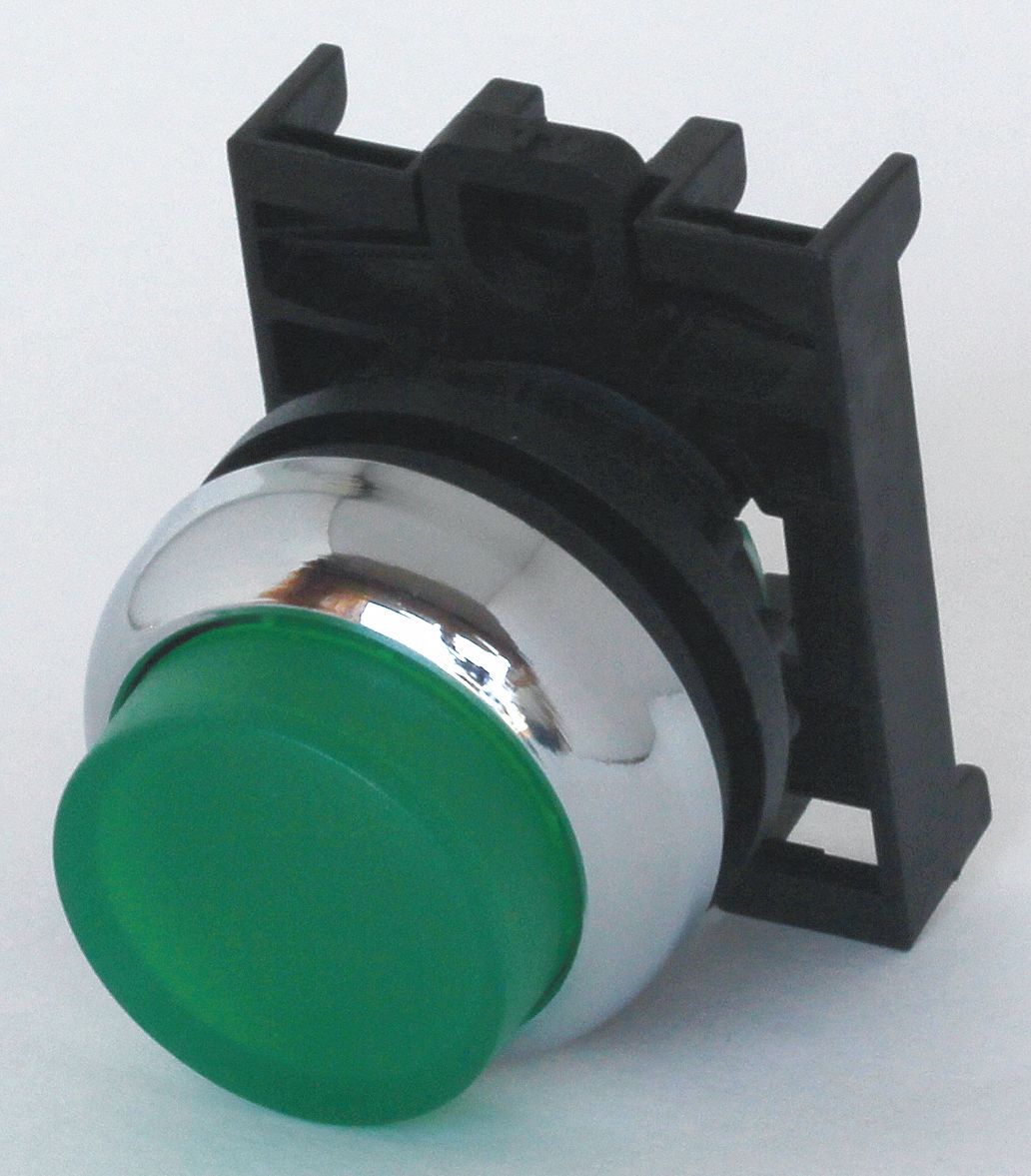 EATON, Green, 22 mm Mounting Size, Flush Push Button - 30XE46|M22M-DLH ...
