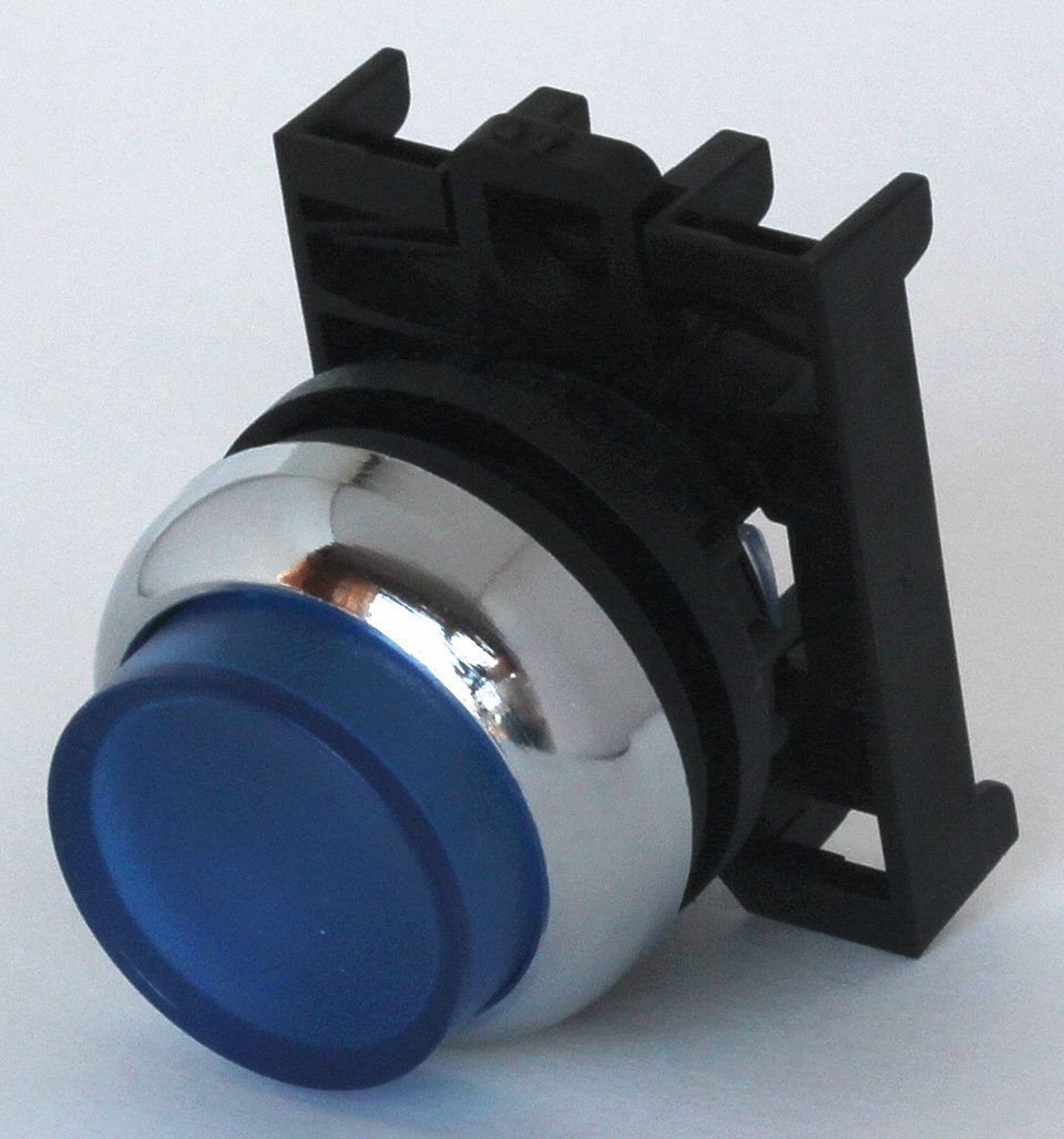 EATON, Blue, 22 mm Mounting Size, Flush Push Button - 30XE48|M22M-DLH-B ...