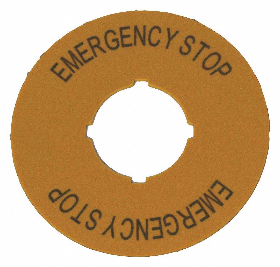 EATON 22 mm Round Emergency Stop Legend Plate, Polyester, Yellow ...