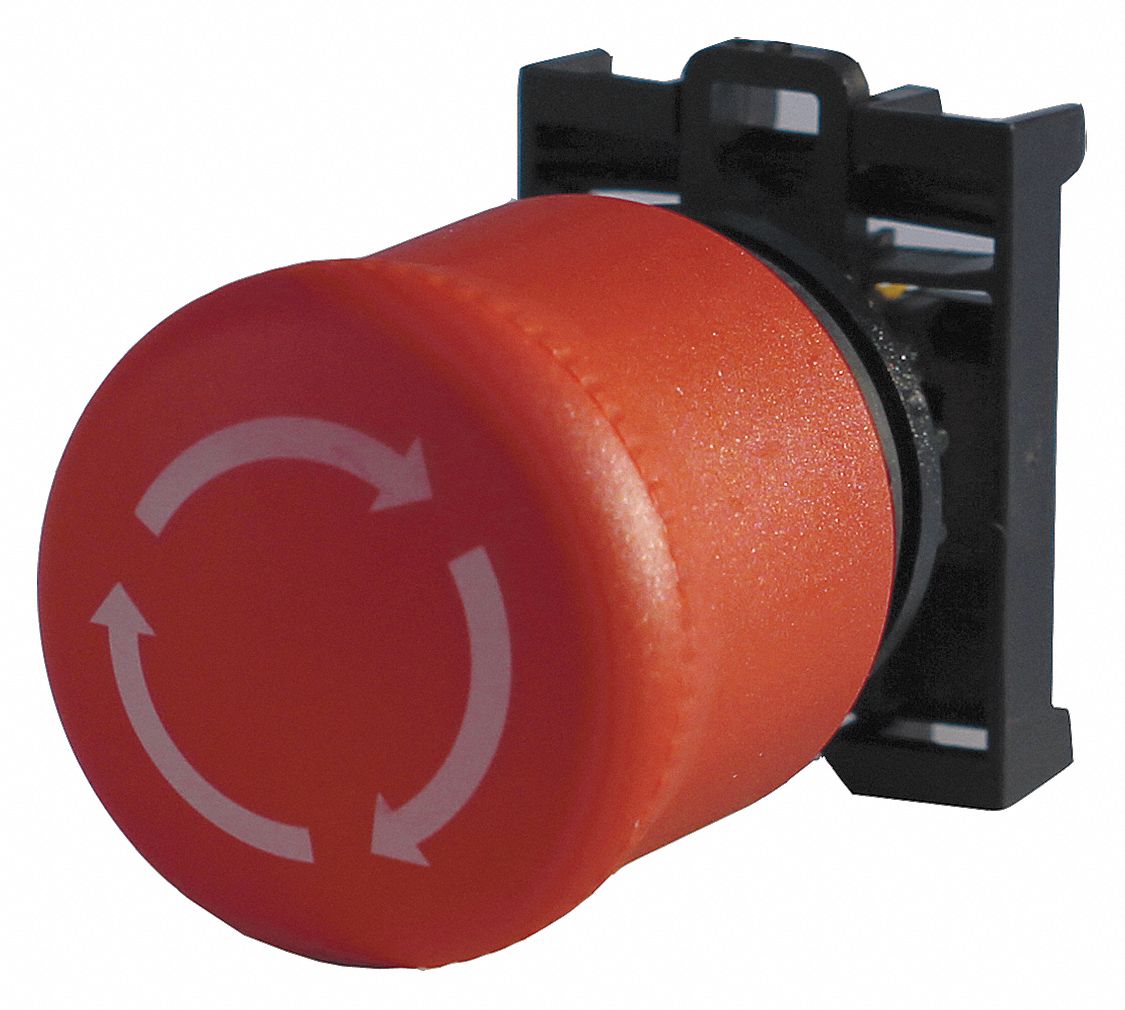 EATON, Red, 22 mm Mounting Size, Emergency Stop Push Button - 30XF70|M22-PVT - Grainger