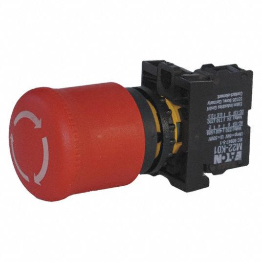 EATON Emergency Stop Push Button: 22 mm Size, Maintained Push / Turn To ...