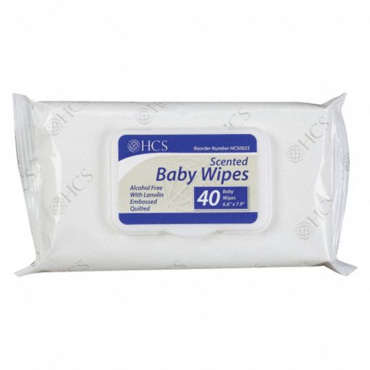 Disposable Wipes, 8 in x 6 45/64 in, Number of Sheets 40, White, PK 40 ...