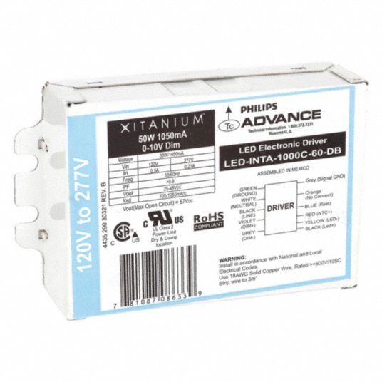 ADVANCE, Class 2, 120 to 277V AC, LED Driver - 30YH75|LEDINTA1000C60DB ...