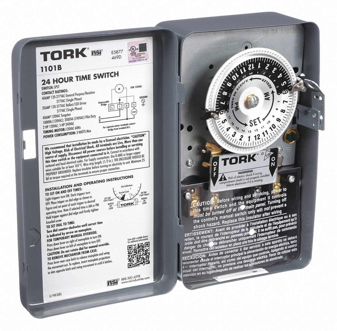 TORK, 24 hr, 120V AC, Electromechanical Timer - 30YJ34|1101B - Grainger